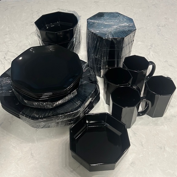 Arcoroc | Dining | Set Of 36 Vintage Arcoroc Octime Black Octagon Glass ...